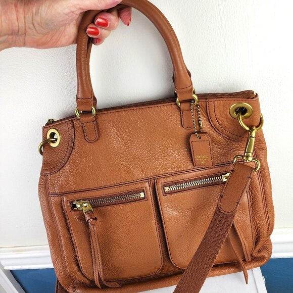 Fossil | Bags | Fossil Karli Large Leather Camel Satchel | Poshmark